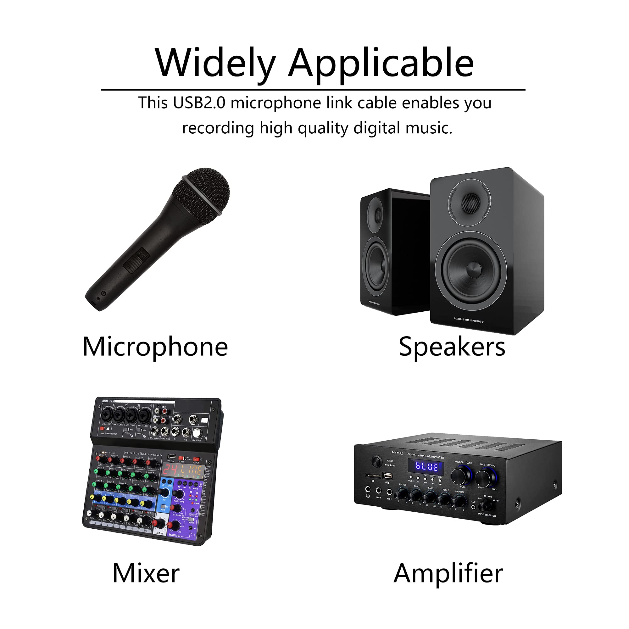 YACSEJAO USB Microphone Cable,3M/9.8FT USB to XLR Female 3 Pin Cable,USB Male to XLR Female Microphone Link Converter Cable for Microphones,Guitar,or Recording Karaoke Sing