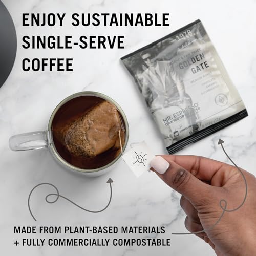 Mr. Espresso Instant Coffee - Organic Single Serve Coffee Tea Bags - Ethically Sourced Instant Espresso Coffee - No Machine Needed, Fair Trade Coffee Packets (Golden Gate) (Medium Dark Roast) (Pack of 8)