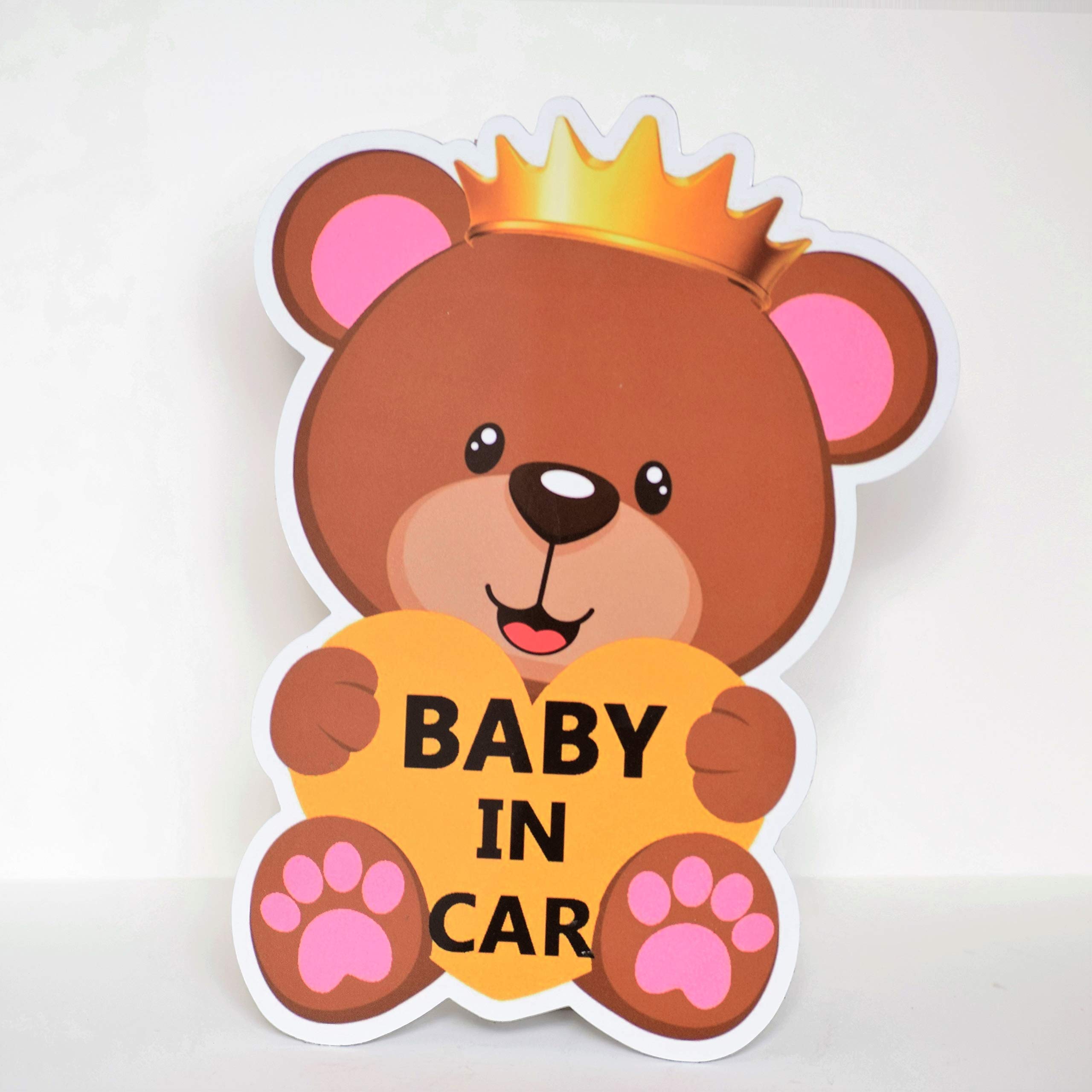 CHUBBYCHEEKS Baby in CAR Magnet Sign for Car, Water Resistant, Weather Resistant with UV Protected Film (Pink)