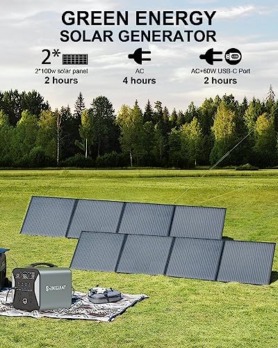 Portable Power Station 300W(600W Peak), SHINEGIANT 299.52Wh Solar Generator with USB-C PD 60W Output, 110V Pure Sine Wave Backup Battery Pack with AC Outlet, Portable Generator for Camping RV Hunting