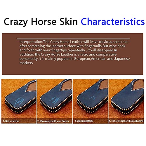 HIBEYO Leather Smart Key Fob Case Compatible with Volvo XC40 XC60 XC90 S90 V90 Car Key Fob Cover Remote Keyless Entry Full Protection Shell 2019 2021 Keychains Auto Accessories Holder Protector-Bule