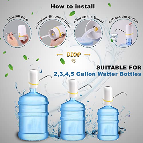 DIOP 5 Gallon Water Pump Dispenser | Electronic Automatic Drinking Water Pump | USB Charging Silicone Portable Water Bottle Pump for Kitchen | Automatic Water Dispenser | Office | Gym | Picnic