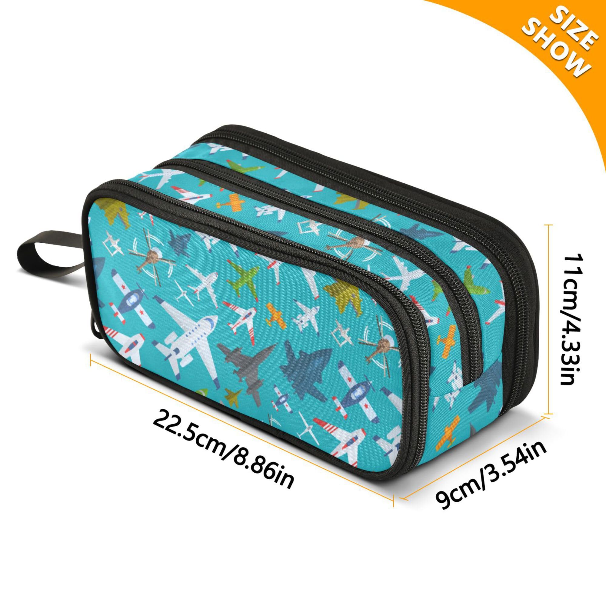 Fisyme Aircraft Airplane Pencil Case Large Capacity Pen Box Makeup Pouch Holder Organizer Stationery Bag for School Office College Traval Adults