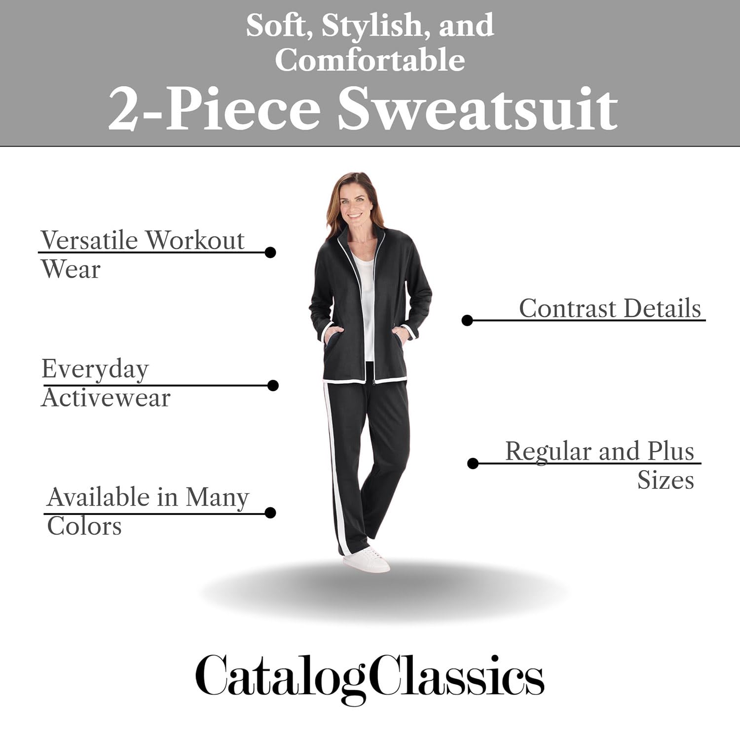 CATALOG CLASSICS Womens Sweat Suits 2 Piece Set Jogger Track Suits for Women Set, Royal, Large
