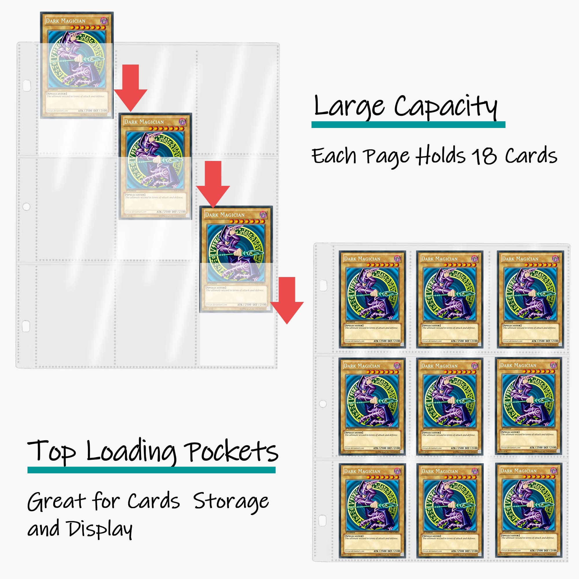 Card Binder for Yugioh Cards - 720 Pockets Trading Card Binder with 40 Removable Sleeves, 9 Pocket Card Holder Album Compatible with Yu-Gi-Oh Cards (DM)