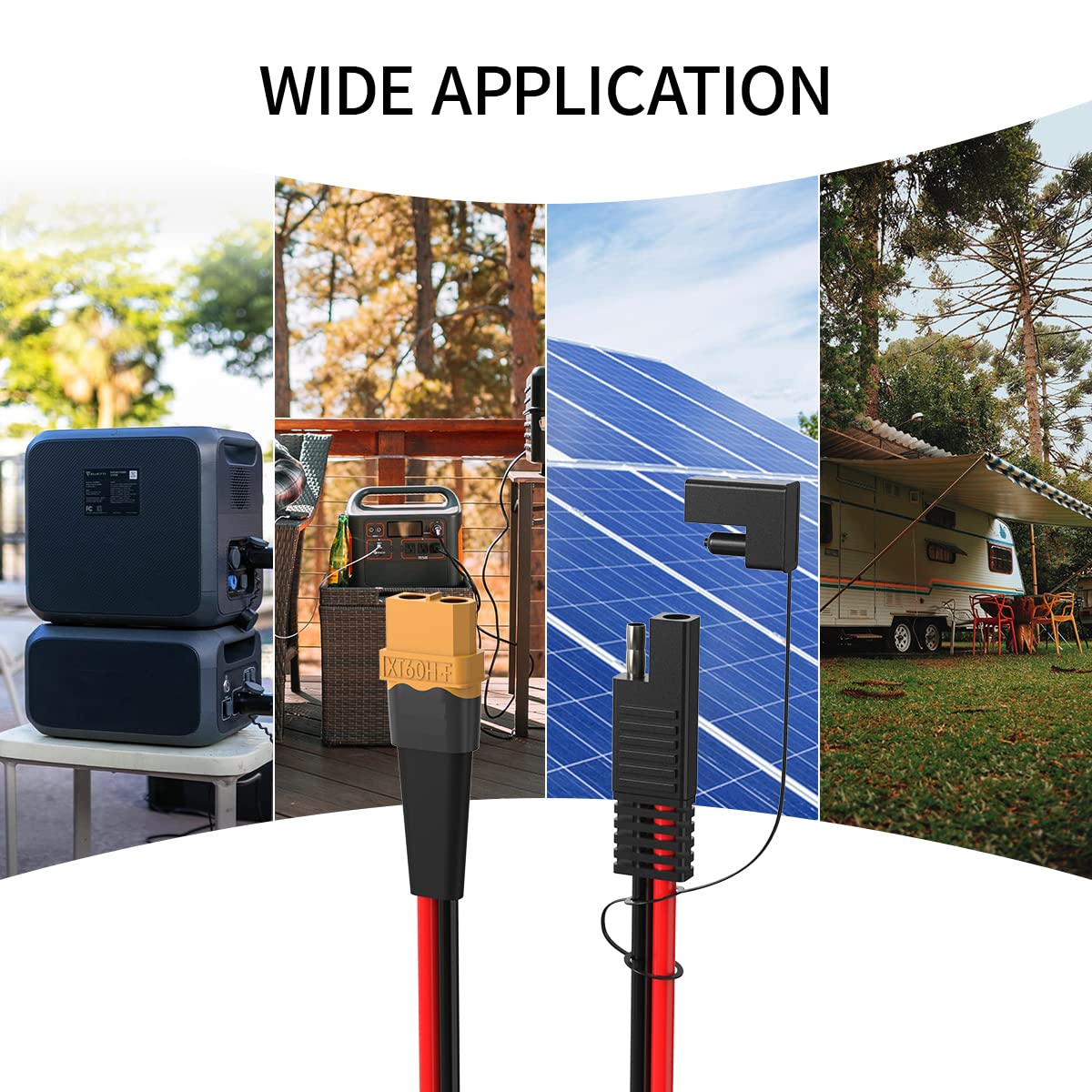 ELFCULB 10AWG XT60 to SAE Connector Extension Cable with SAE Polarity Reverse Adapter for Portable Power Station Solar Panel Solar Generator(6FT)