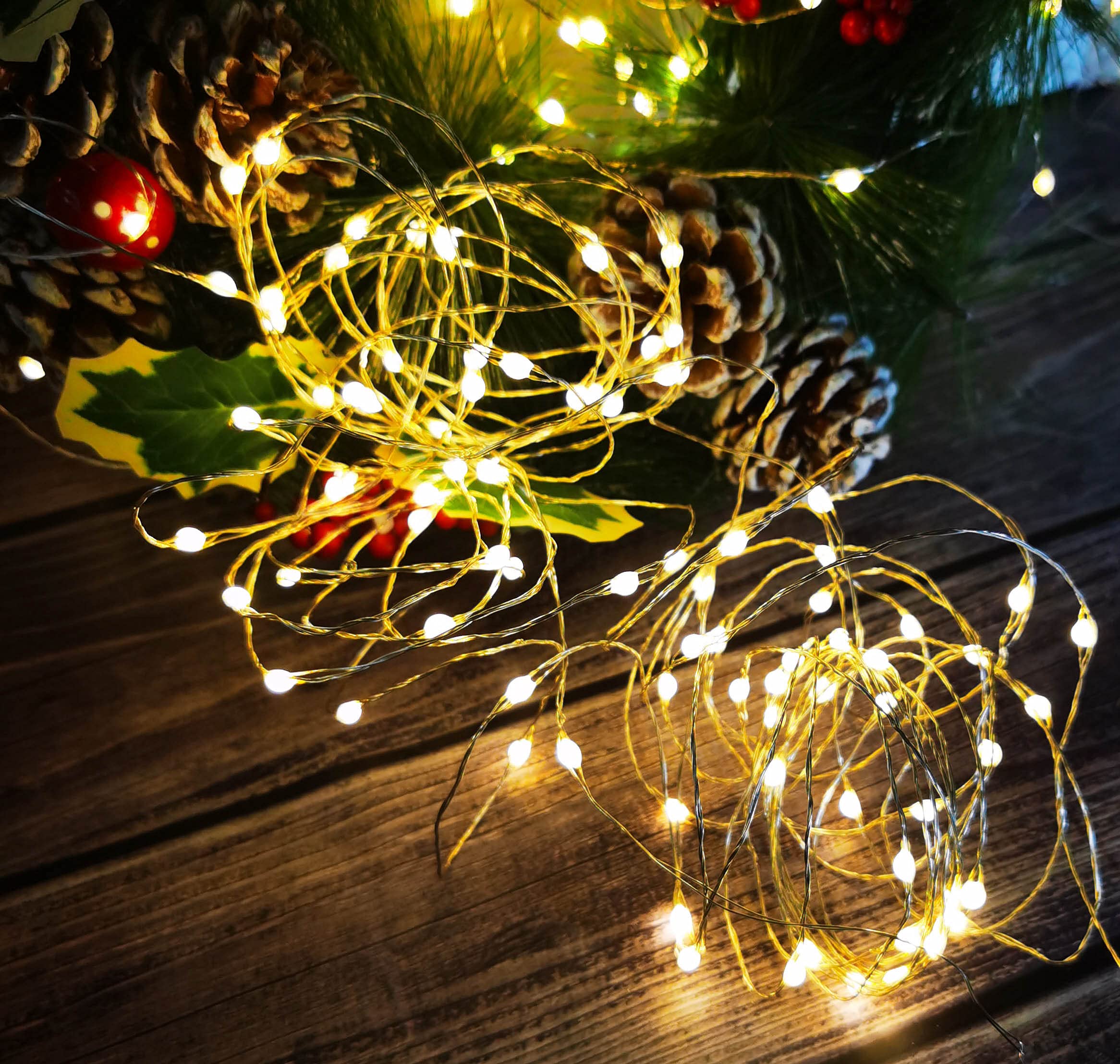 Yirunfa 2 Pack Solar String Lights, Warm White 33FT 100 LEDs Copper Wire Fairy Lights for Christmas, Bedroom, Garden, Party, Outdoor and Indoor Decoration