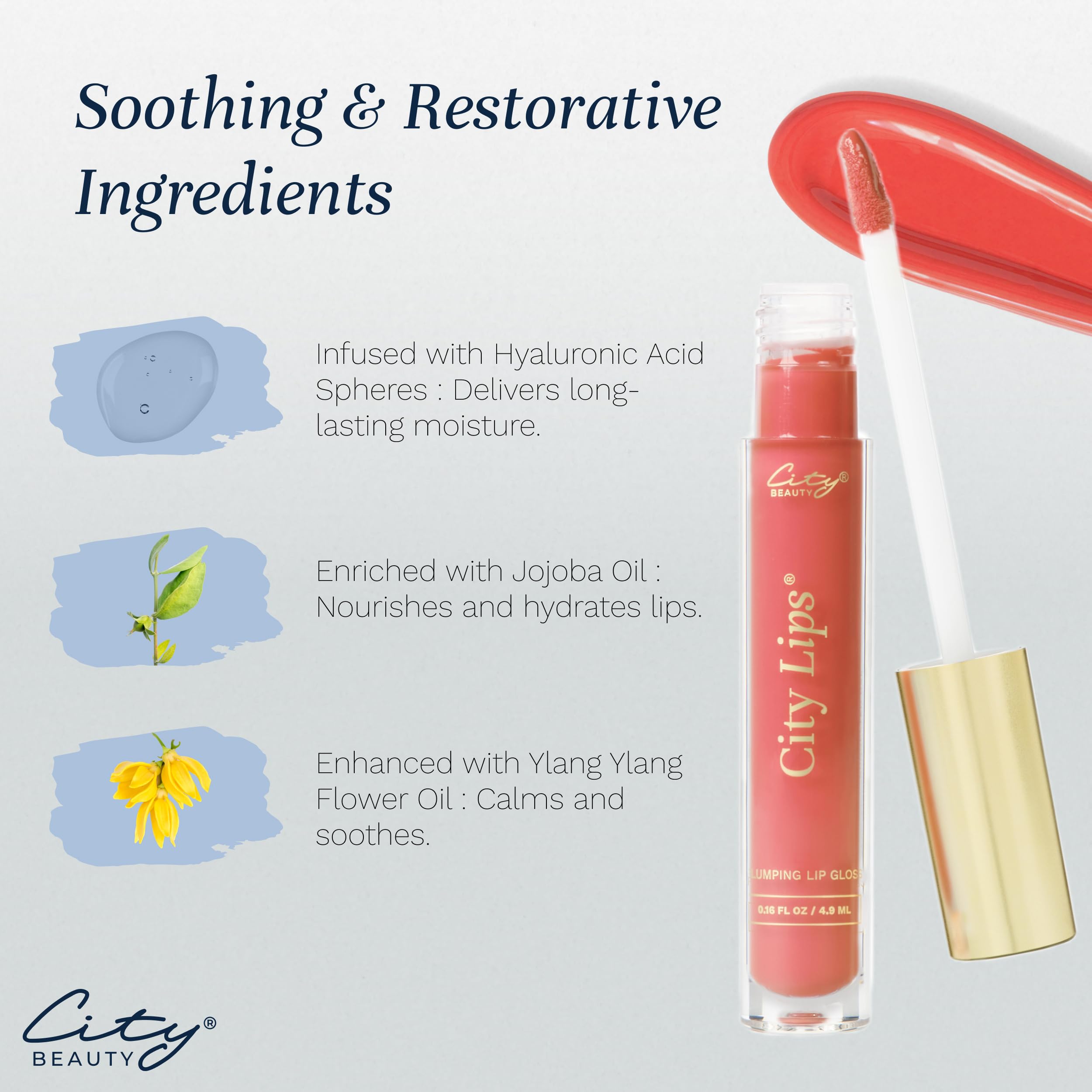 City Beauty City Lips - Plumping Lip Gloss - Hyaluronic Acid & Peptides Hydrate & Volumize (Dusty Rose)