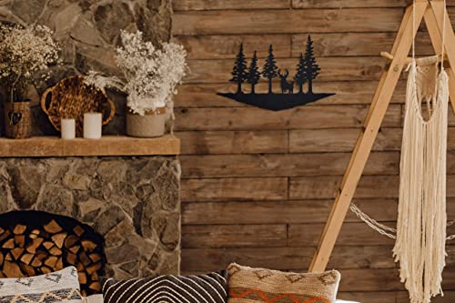 Whitetail Deer Buck Pines | Laser Cut Metal Wall Art Sign for Rustic Home, Cabin, Garage, and Man Cave Decor | BIG GAME STEEL