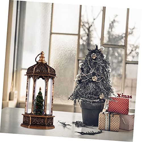 DOITOOL Christmas Lights Vintage Lantern LED Lantern Christmas Snow Globes Holiday Christmas Tabletop Lights Christmas Wind Lantern Plastic Xmas Light Vintage Christmas Light Tabletop Lamp