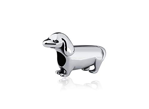 BOLENVI Doxie Dachshund Hound Wiener Dog 925 Sterling Silver Charm Bead For Pandora & Similar Charm Bracelets or Necklaces