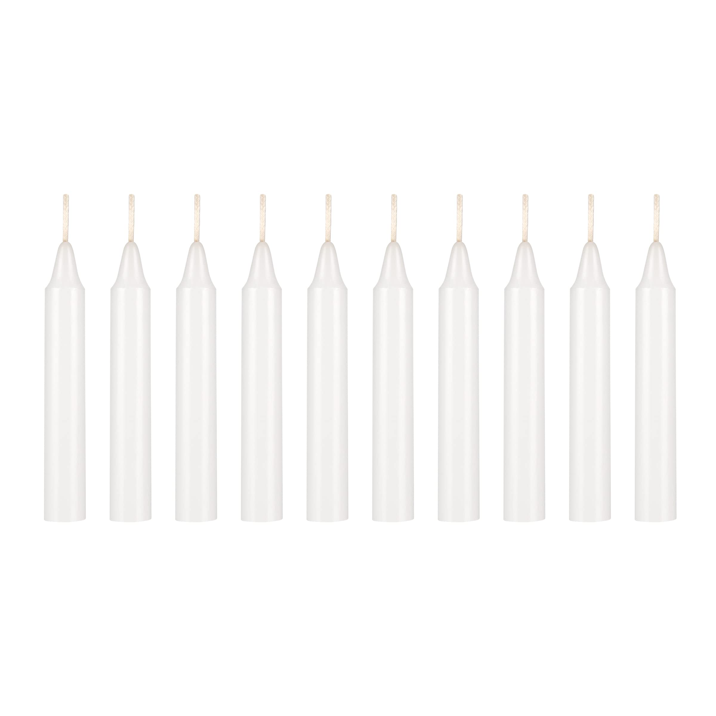 Mega Candles 10 pcs Unscented White 5 Inch Taper Candles, Multi Purpose, Household General Usage, Emergency Lighting, Church, Prayer Vigils, Religious Ceremonies