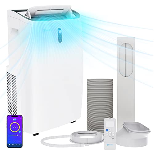 ROLLICOOL 14,000 BTU 4-in-1 Portable Air Conditioner - Cools up to 700 sq ft - Alexa-Ready App, Dehumidifier & Fan, 24 Hour Timer w/Sleep, Dual-Band Wi-Fi