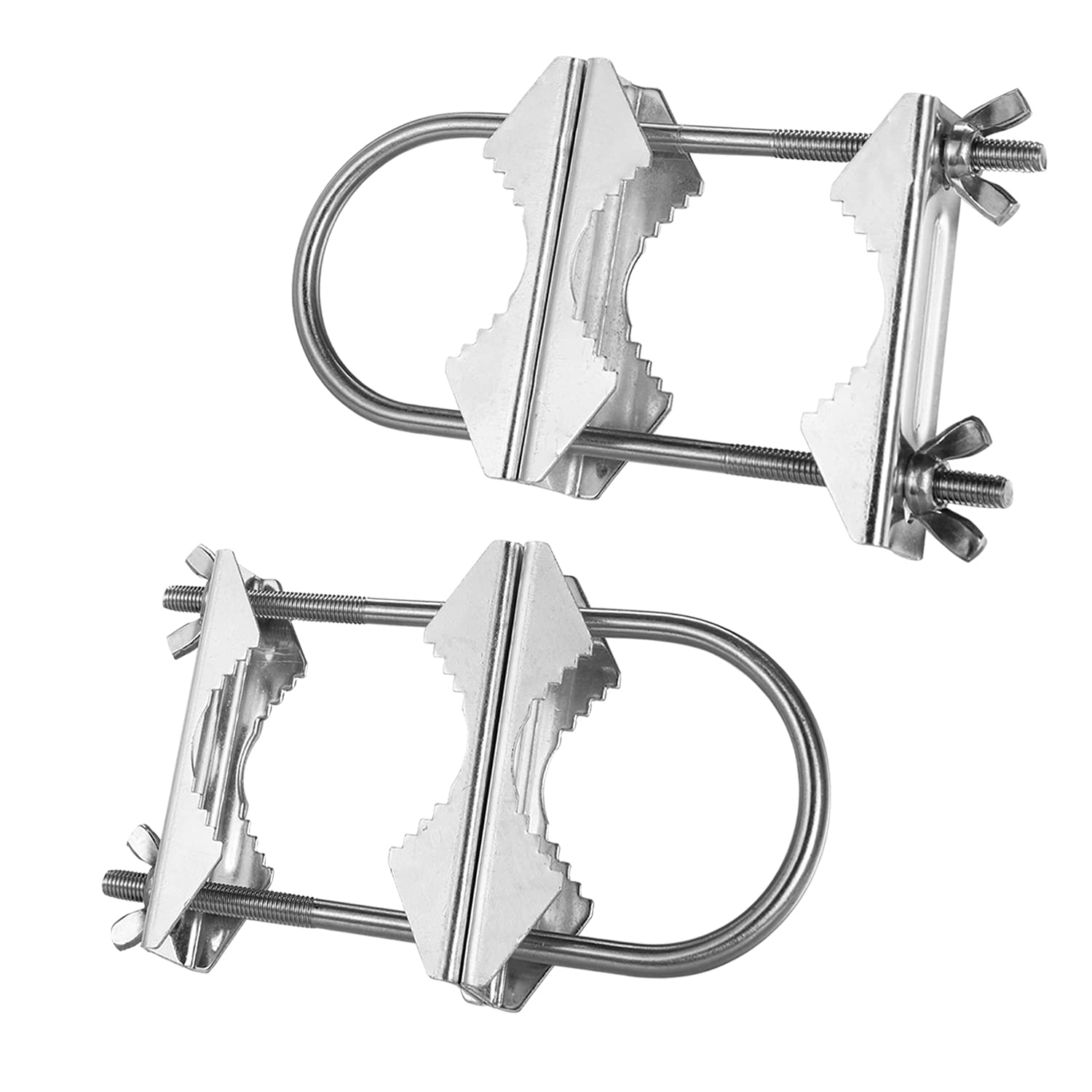 Wdwlbsm Double Antenna Mast Clamp V Jaw Block with U Bolts|Heavy Duty Anti-Rust Mast to Mast Mount Bracket Kit for TV,CB,Ham,Pipe,Flag Pole,Hold Umbrella Parasols for Deck Railing,Fence(2 Set)