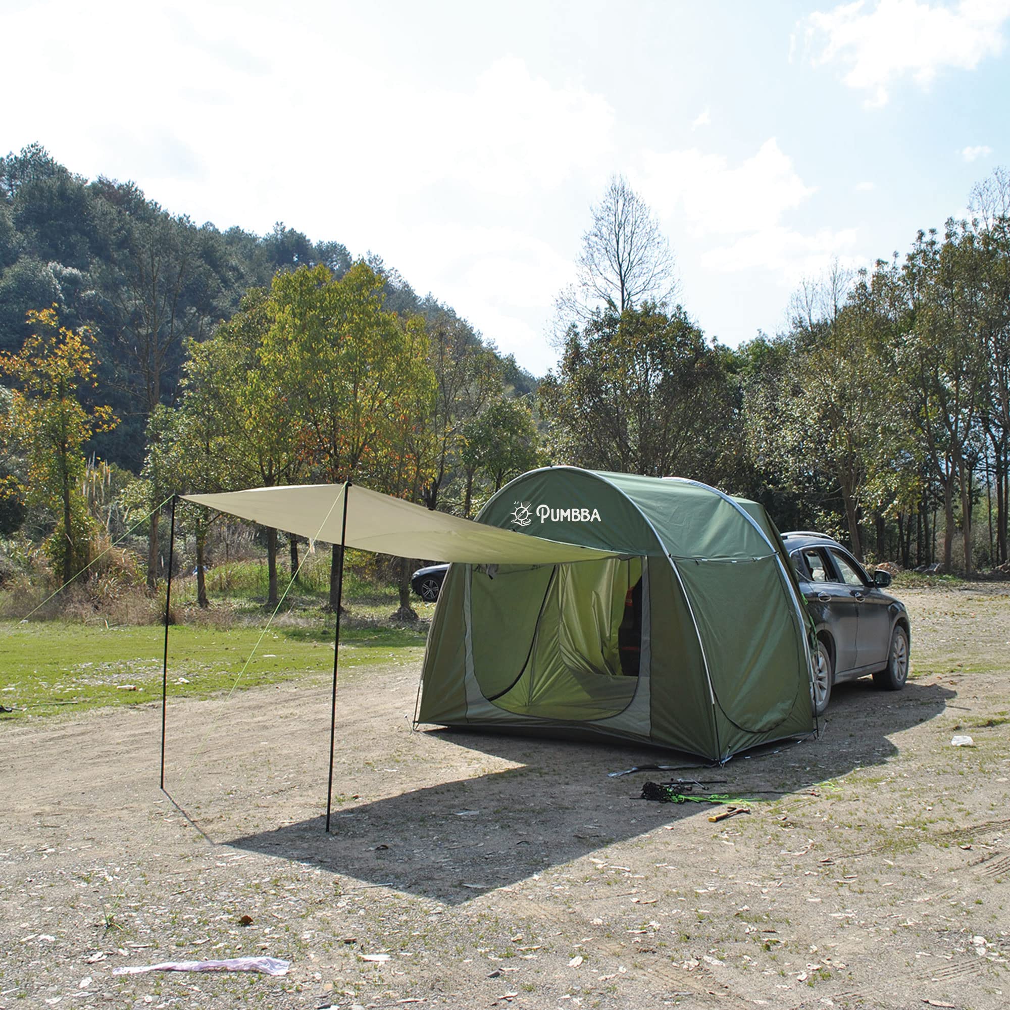 Car Tent Has Big Screen Room - SUV Camping Tents with Tall Hall - Rear Tent Tailgate Tent Universal Fit