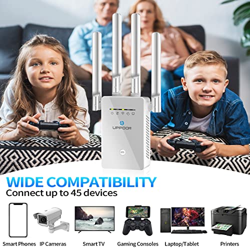 WiFi Extender, Wi Fi Extenders Signal Booster for Home Cover up to 8000 sq.ft & 35 Devices, Wireless Internet Signal Amplifier with Ethernet Port, Wi-Fi Repeater Easy Setup.