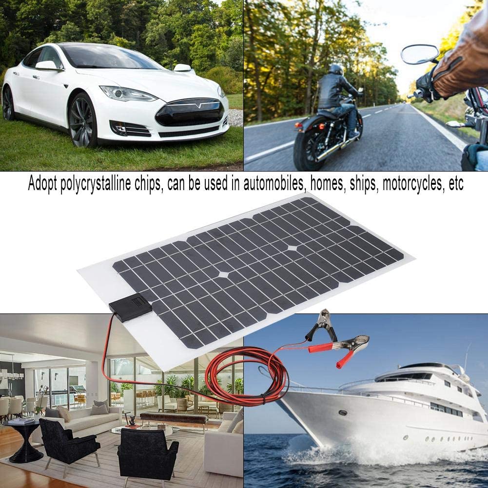 Ciglow 18V 20W Portable Solar Panel Charger,Polycrystalline Chip,Pet White Bottom Pressure,3M Clip Line in Front,Suitable for Cars,Homes,Ships,Motorcycles,Etc.