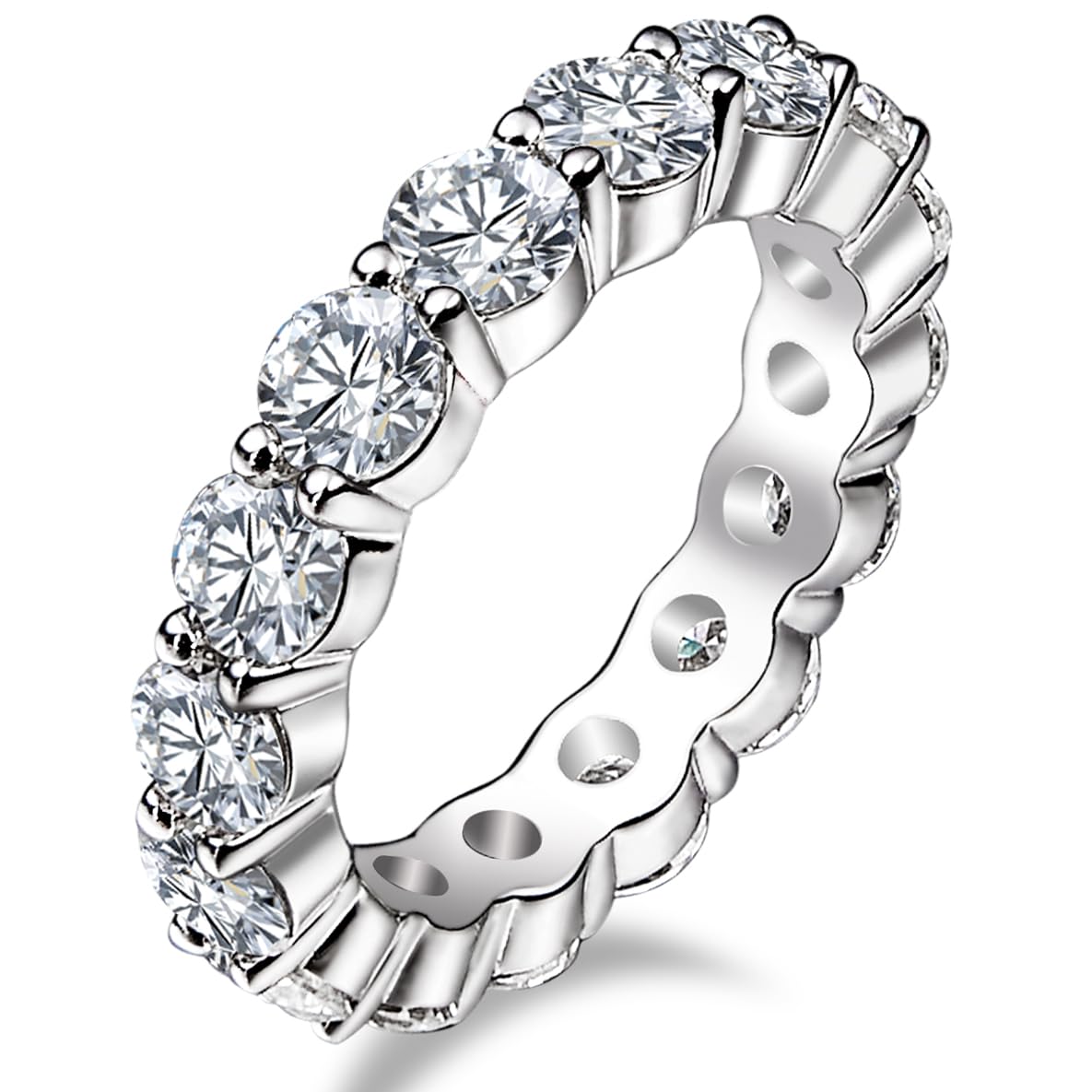 Catfoony 5cttw Moissanite Eternity Ring, D Color Lab Created Diamond Sterling Silver Eternity Wedding Band Ring for Women (10)