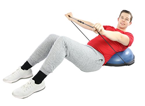 CanDo Dome Balance Trainer 55cm with Non-Skid Base for Balance Training, Strength Building, and Cardio Exercises for Home, Gyms, and Clinics, Includes Resistance Cords and Air Pump