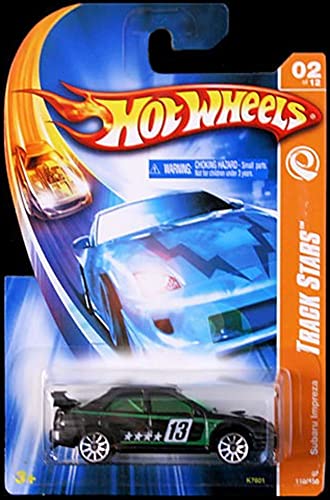 Hot Wheels 2007 Track Stars 1:64 Scale Black & Green Subaru Impreza Die Cast Car #110