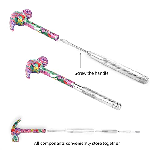 YOUMI 6 in 1 Multifunctional Floral Hammer & Screwdriver Tool Set Claw Hammer with Slotted/Flat Head Phillips Screwdriver Nail Puller Best Christmas Thanksgiving Halloween Gift for Her(Pink)