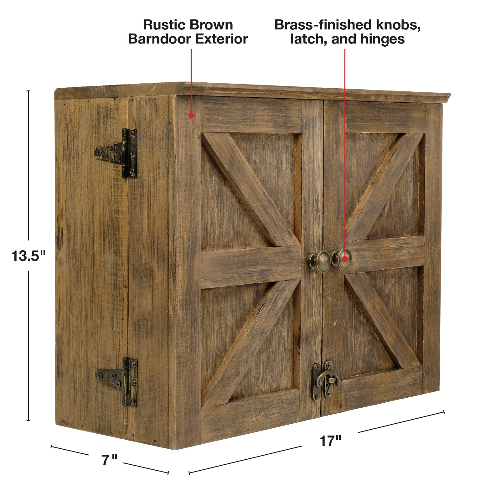 Excello Global Products Barndoor Bartender Cabinet with 10 Piece Bar Tool Set: The Perfect Kit for Home Bartenders (Rustic Brown)
