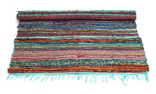 Handmade Braided Chindi Rug, Rag Rug, Area Rug, Carpet Rug, 3x5 Foot, 4x6 Foot, 5x7 Foot, Multi Color Rug (3x5 Ft (36x60 Inch))