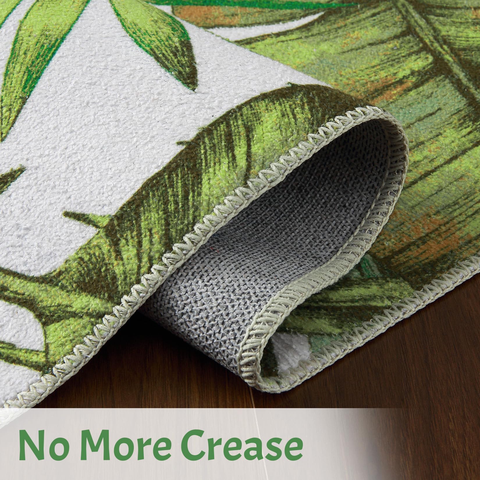 CAREMEE 8x10 Washable Area Rug Palm Tree Leaf Area Rug Indoor Throw Carpet Rug Non Slip Low Profile Non-Shedding Large Area Rug Thin Rug for Living Room Bedroom Kitchen, 8'x10' Green