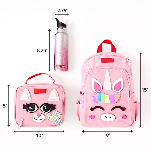 Highlights Customizable Critter Creator 15" Backpack Set for Kids with 15" Pink Backpack, Insulated Lunch Box, and Leakproof Water Bottle, For Boys and Girls Ages 3+
