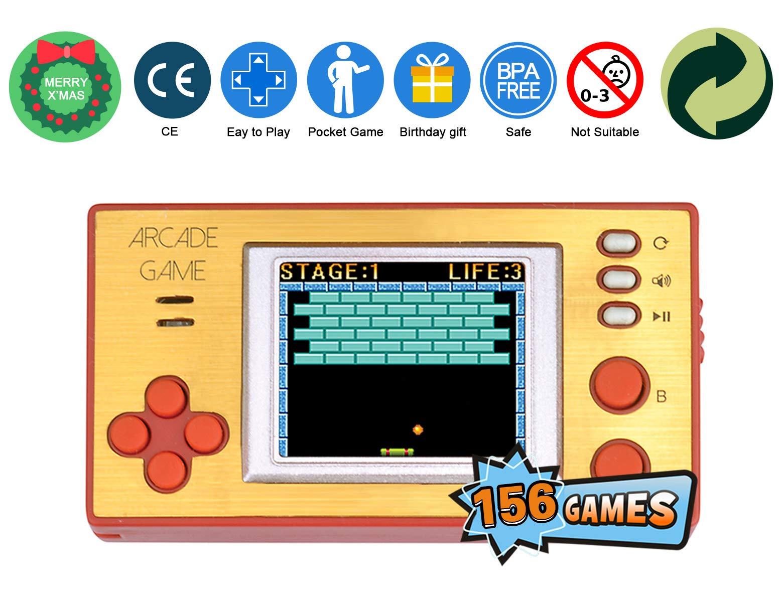 LEHAWU Handheld Portable Arcade Video Game Console iWawa Retro Pocket 150+ Games for Kids to Adult