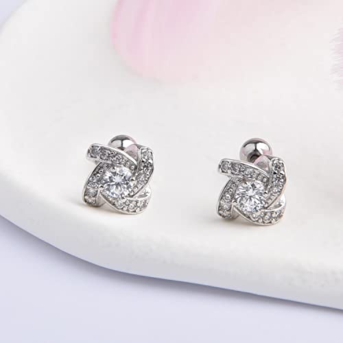 CANDYFANCY 2 Pieces 16g Gem Knit Knot Upper Ear Cartilage Helix Studs Earrings Auricle Piercings 16 Gauges 1/4" 6mm