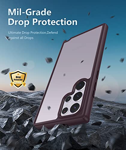 FNTCASE for Samsung Galaxy S22-Ultra Case: Full Drop Proof Protection Translucent Cases | Matte Textured Shockproof Protective Bumper | Rugged Hard Cell Phone Cover for Galaxy S22Ultra 5G