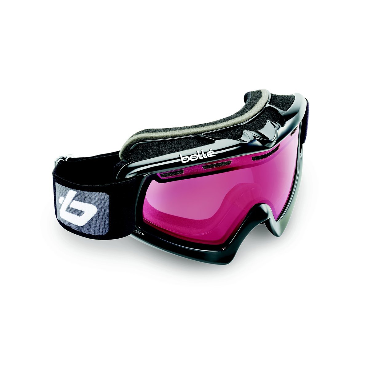 Bolle X-9 OTG Goggle,Shiny Black,Vermillon Lens