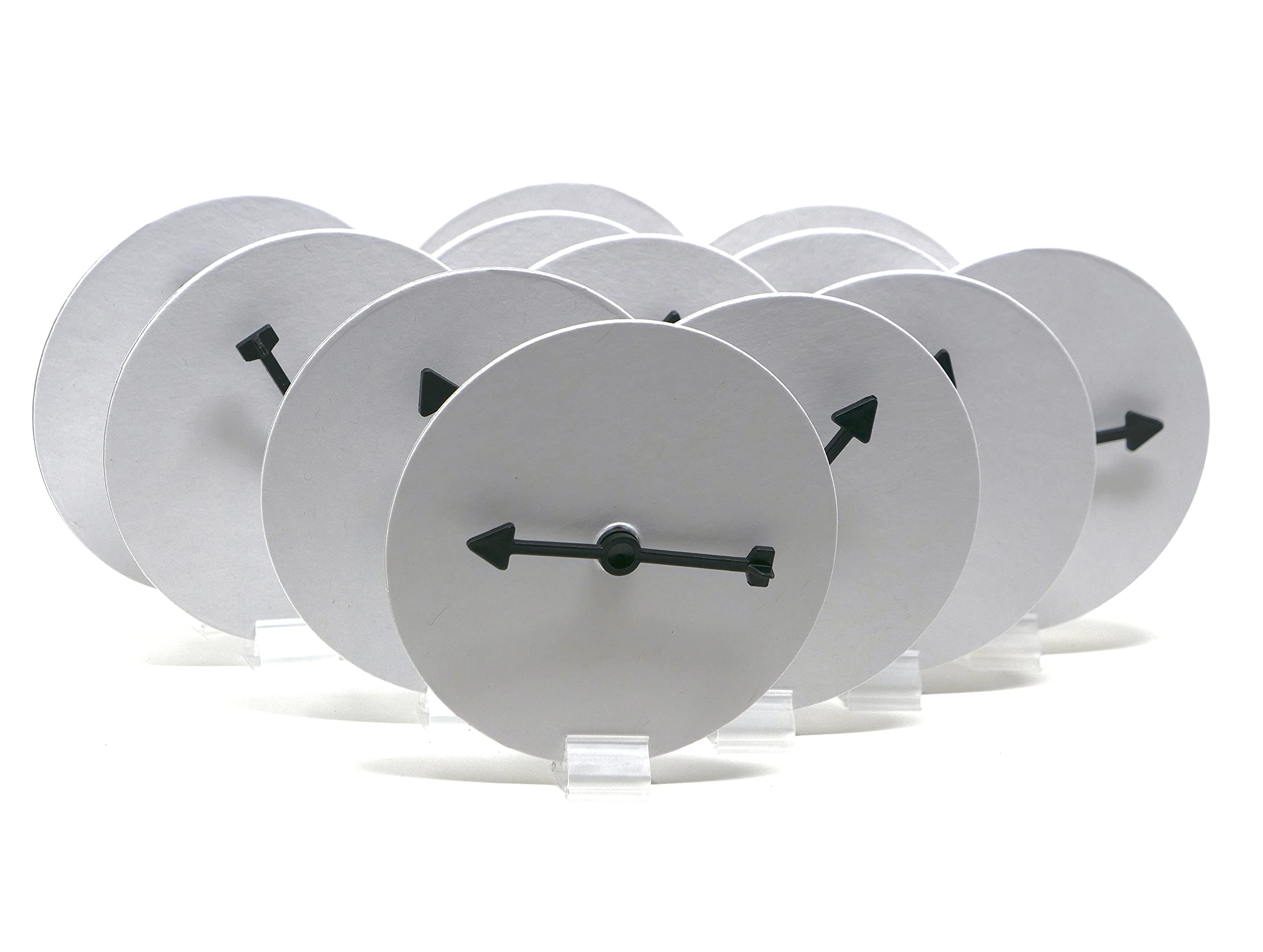 Set of 12 Board Game Arrow Spinners with 12 Blank Uncoated Ready-to-Decorate Round Spinner Boards