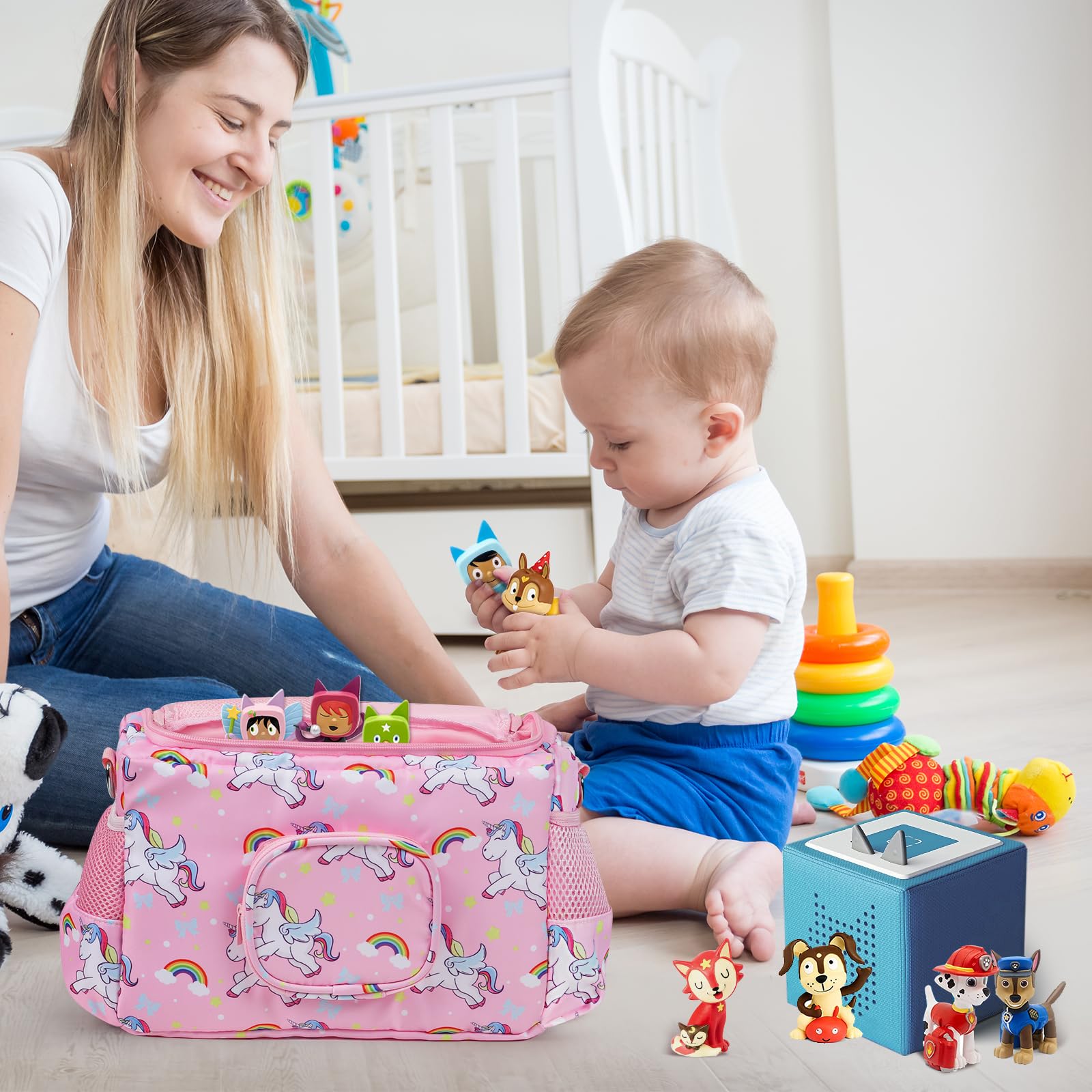 Carrying Case Compatible with Tonies Kids Audio Player Starter Set and Tonies Figures Characters, Carrying Box for Boy Girl, for Audio Player (Purple)