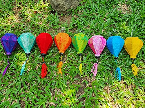 Set of 8 Mini String Silk Lanterns 10cm Vietnam Lanterns for Wedding Decor Christmass Tree Decor Home Decor Garden Party Decor