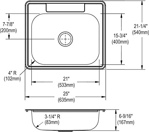 Elkay D125214 Dayton Single Bowl Sink with Four Holes, Stainless Steel