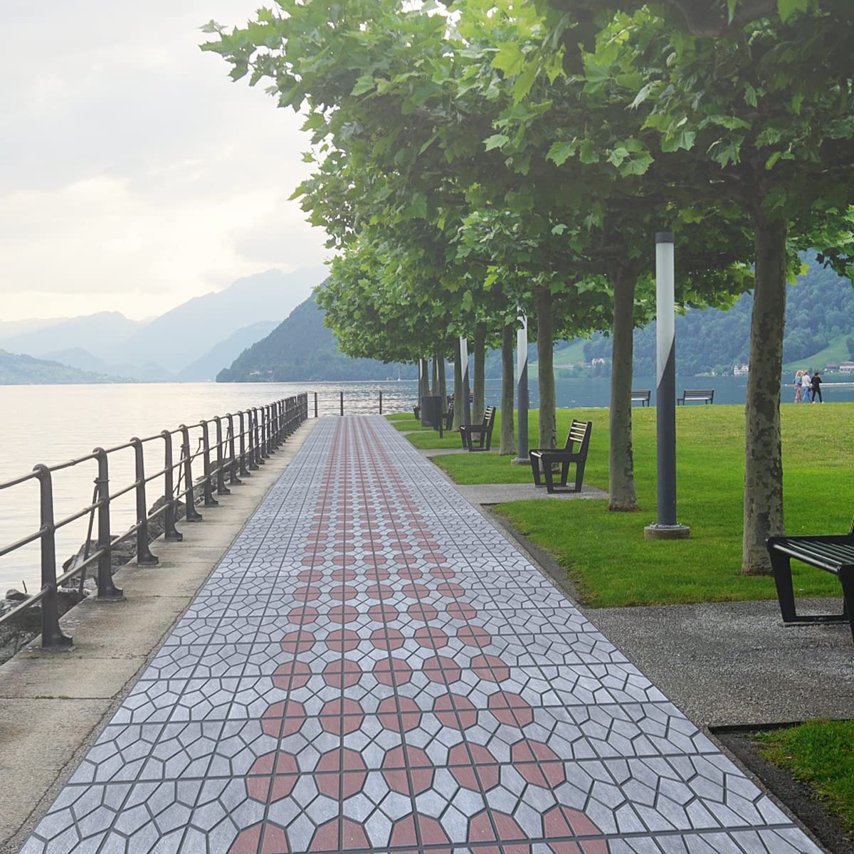 Concrete Molds and Forms,2Packs 15.7 x 15.7 x 1.6 inch DIY Reusable Walkway Walk Maker Pathmate Paving Pavement Stepping Stone Outdoor Paver Path Garden Lawn Yard Patio Cement Mold