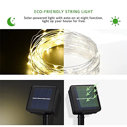 YYGB Solar String Lights Outdoor, 100 LED 10M Solar Garden Lights, Waterproof Copper Wire Solar Fairy Lights with 8 Modes, for Tree, Garden, Home, Wedding, Party