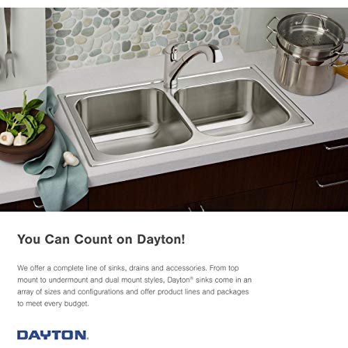 Elkay Dayton D225193 Equal Double Bowl Top Mount Stainless Steel Sink,25 x 19 x 6.5