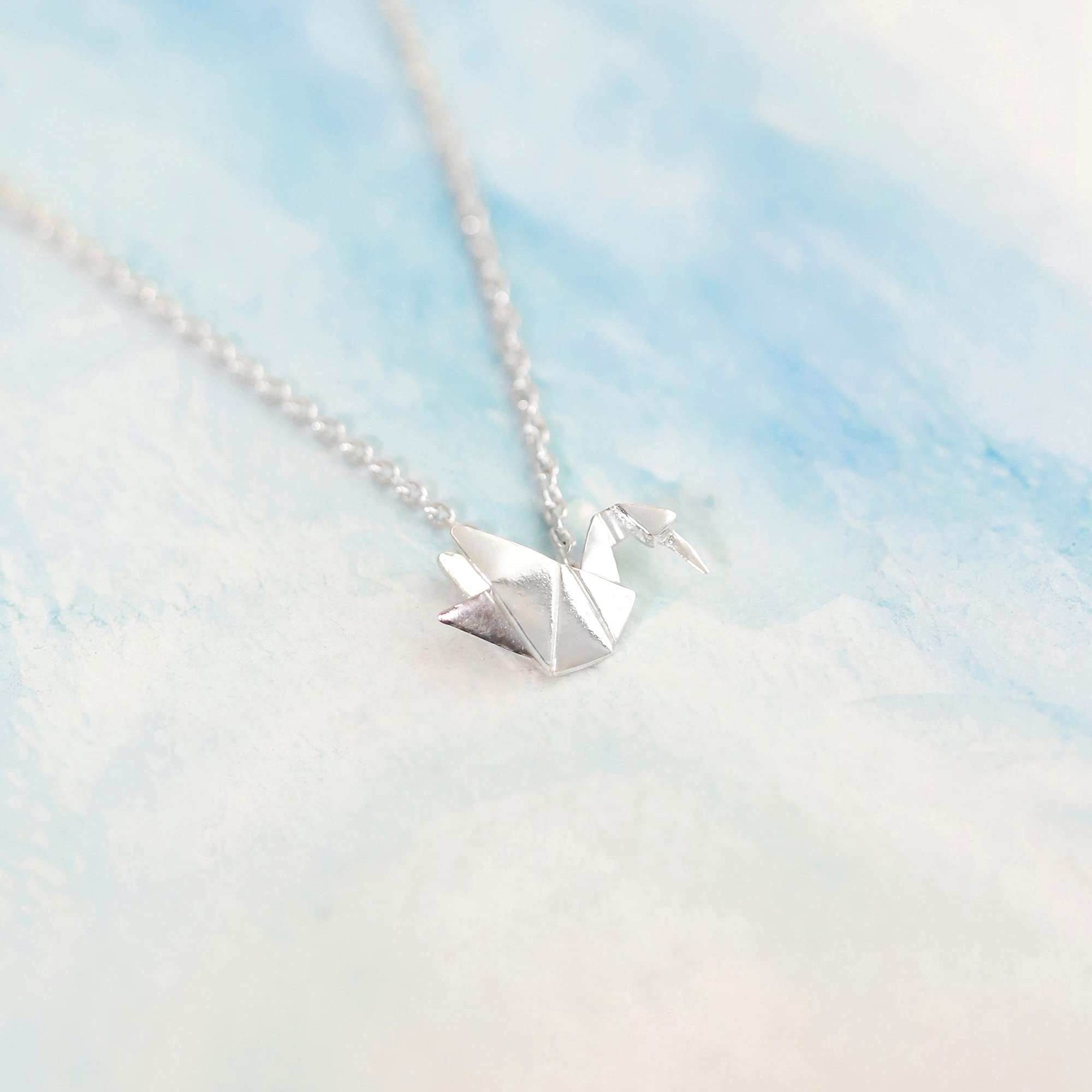 Boma Jewelry Sterling Silver Origami Crane Necklace, 16 inches