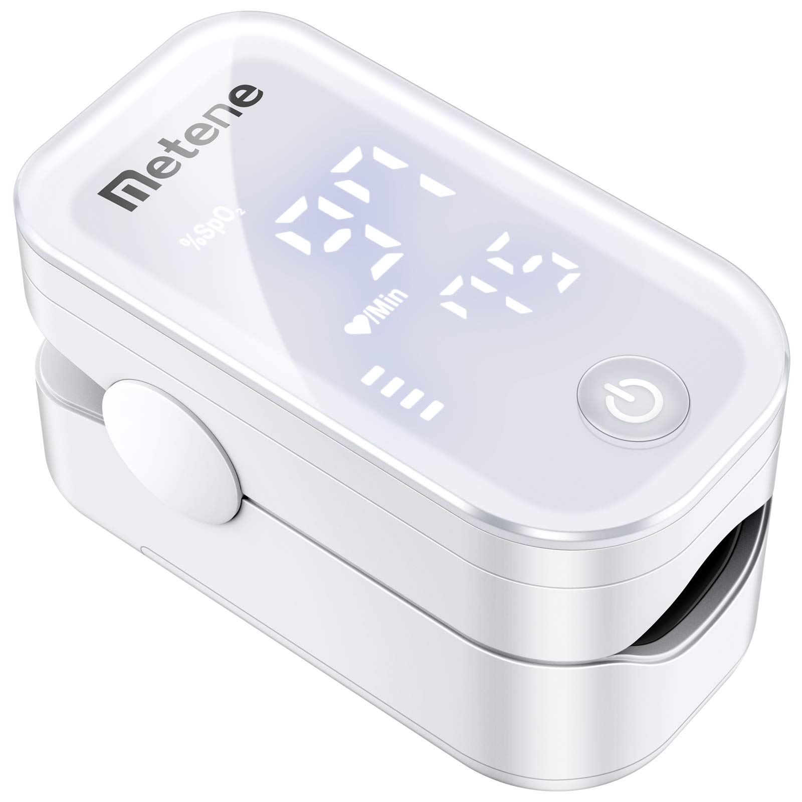 Metene Pulse Oximeter Fingertip, Blood Oxygen Saturation Monitor with Accurate Fast Spo2 Reading Oxygen Meter, Oxygen Monitor with Lanyard and Batteries (White)