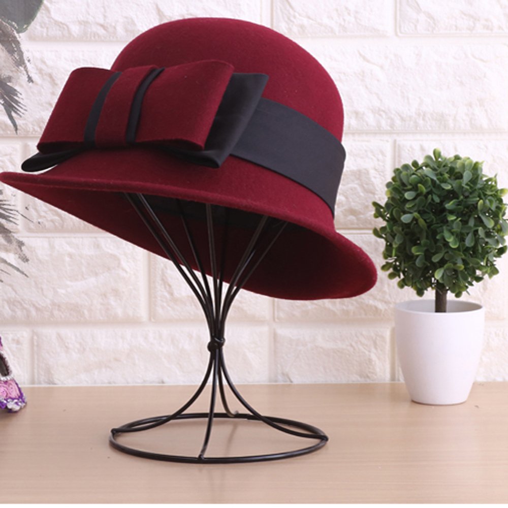 HUOZHI Freestanding Hat Rack Wire Ball Hat Stand/Wig Holder Storage Display Stand,Black Metal