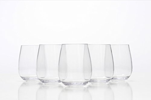Stemless Wine Glasses - Unbreakable Shatterproof BPA Free Plastic Tritan (Set of 8) 16oz - Dishwasher Safe