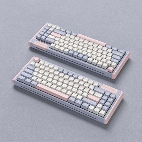 DUSTSILVER K84 Hot-Swappable Wired 75% Kawaii Mechanical Keyboard with Detachable Type-C, RGB Backlit, PBT Keycaps, Gateron Red Switches for Smooth Typing Office Work