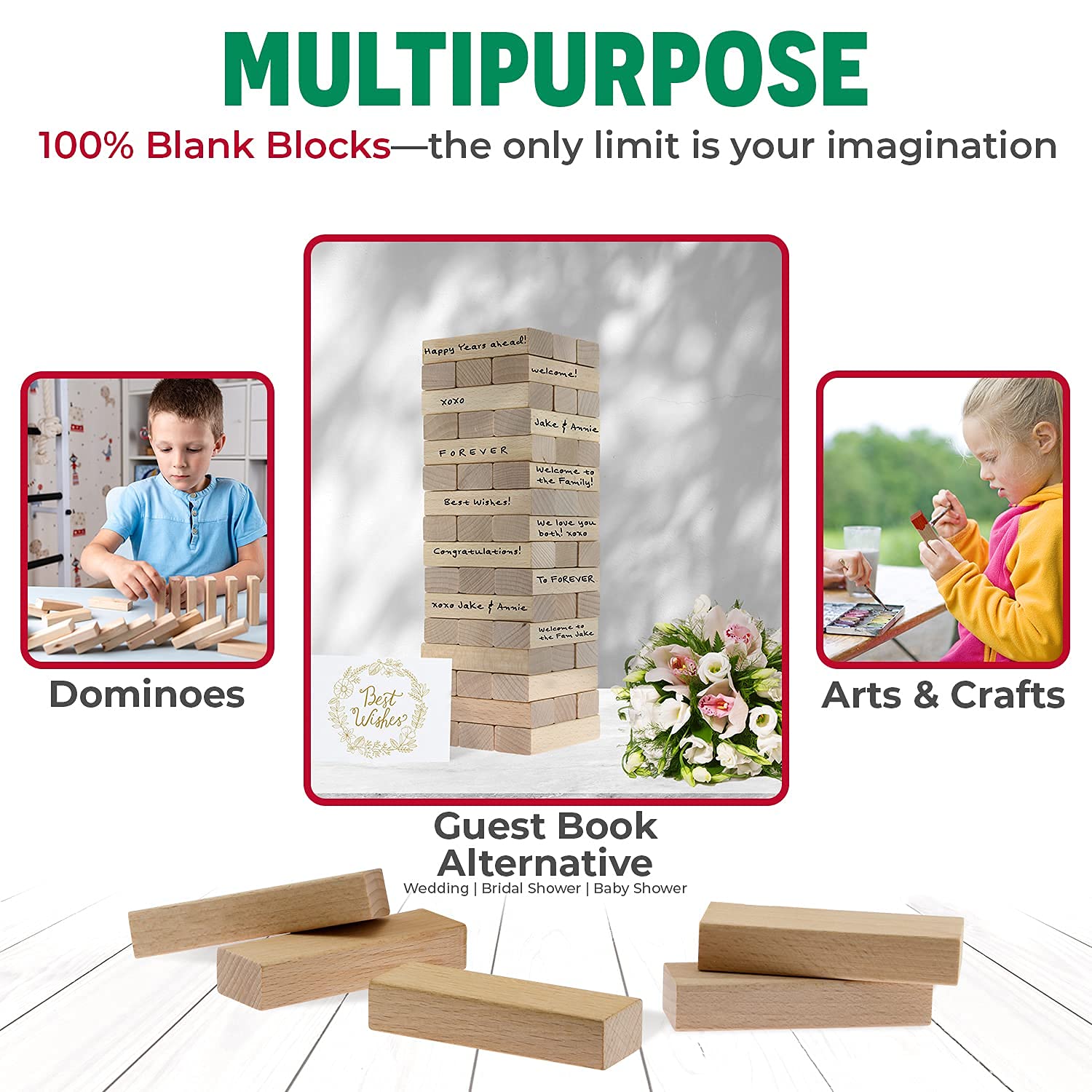CoolToys Timber Tower Wood Block Stacking Game – Original Edition (48 Pieces) – 2 Pack