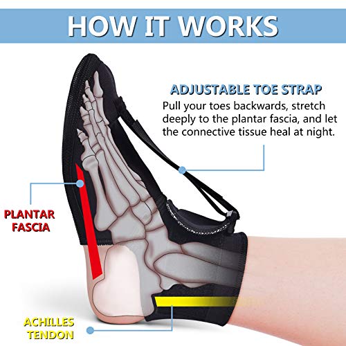 OneBrace Plantar Fasciitis Night Splint Sock - Soft Stretching Boot Splint for Aching Feet & Heel Relief,Achilles Tendonitis Foot Support Brace for Right or Left Foot(Medium)