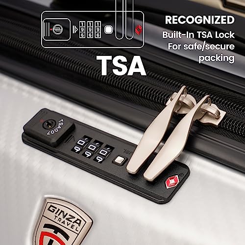 GinzaTravel Luggage Expandable 3 Piece Sets Rare Color PC+ABS Suitcase Set with Smooth wheels and TSA lock…