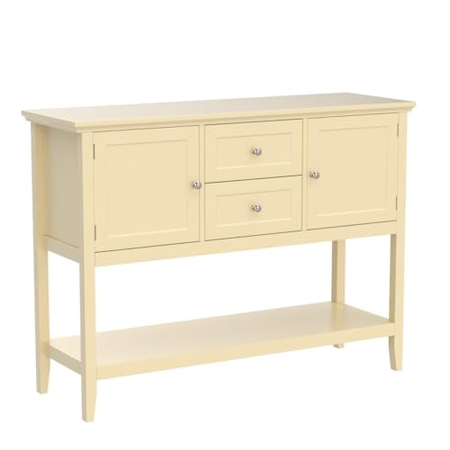 COSTWAY Buffet Sideboard, with 2 Wood Storage Drawers & Open Shelf, Console Table for Living Room Kitchen Dining Room Furniture (Beige)