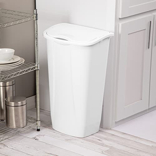 Sterilite 10938006 11 Gallon/42 Liter SwingTop Wastebasket, White, 6-Pack